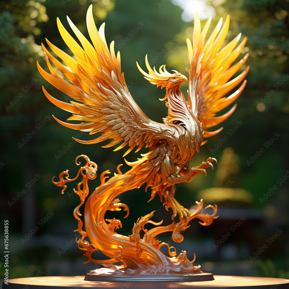 A stunning 3D Phoenix figure, a flawless model, is beautifully captured ...