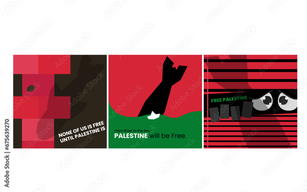 free palestine design poster social media post in flat illustration ...