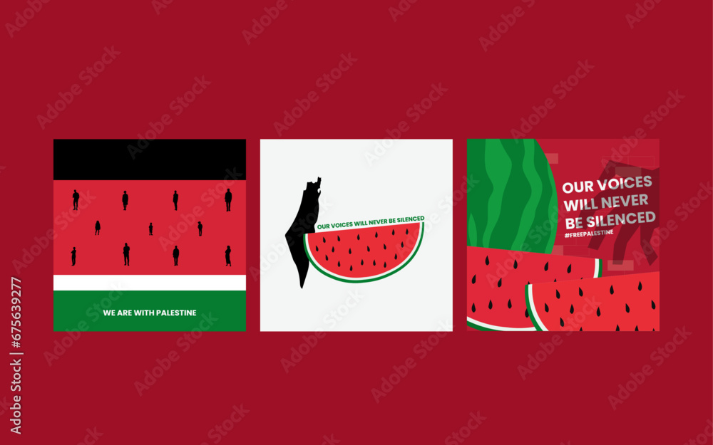 watermelon freedom free palestine design poster social media post in ...