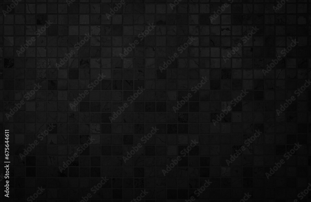 Dark black ceramic wall chequered and floor tiles mosaic background in ...