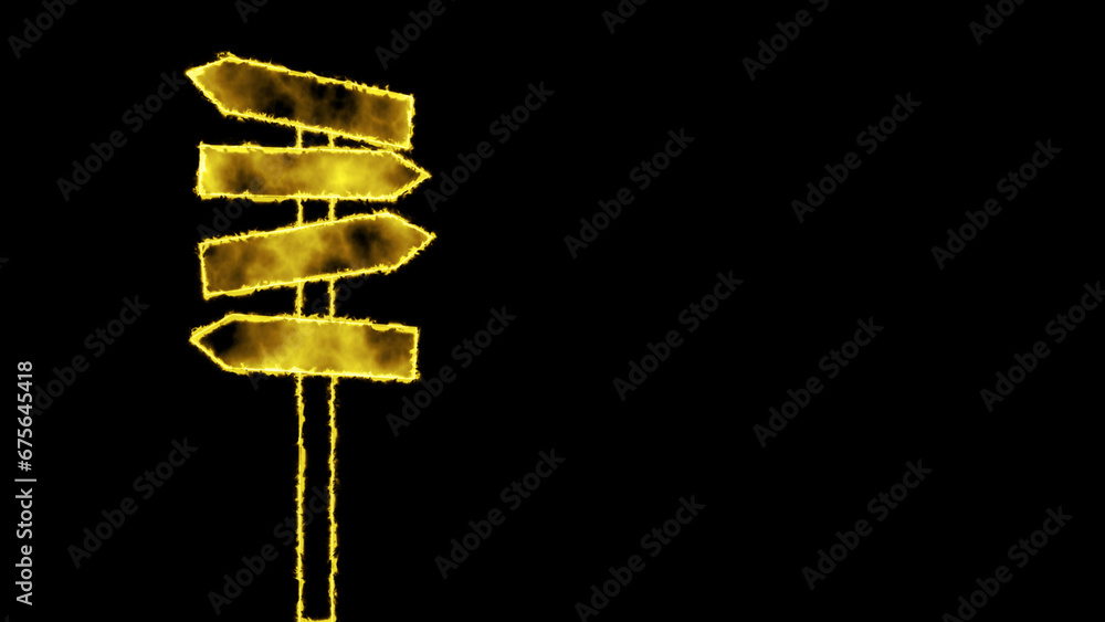 neon Direction sign post with arrow illustration. Realistic 3d choice ...