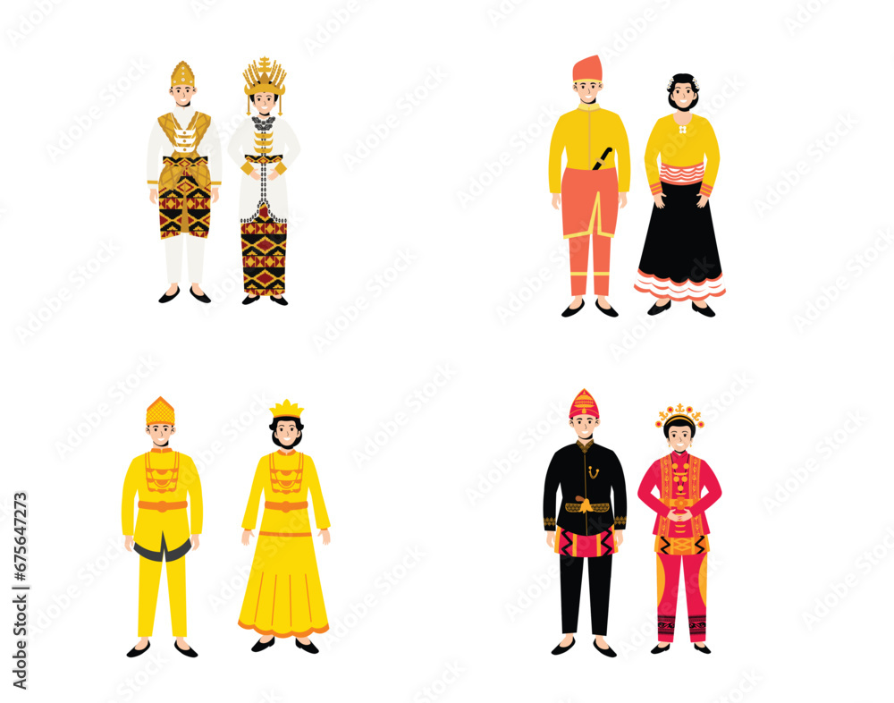 Yellow and Black White Mini Set | Indonesian Traditional Clothes Stock ...