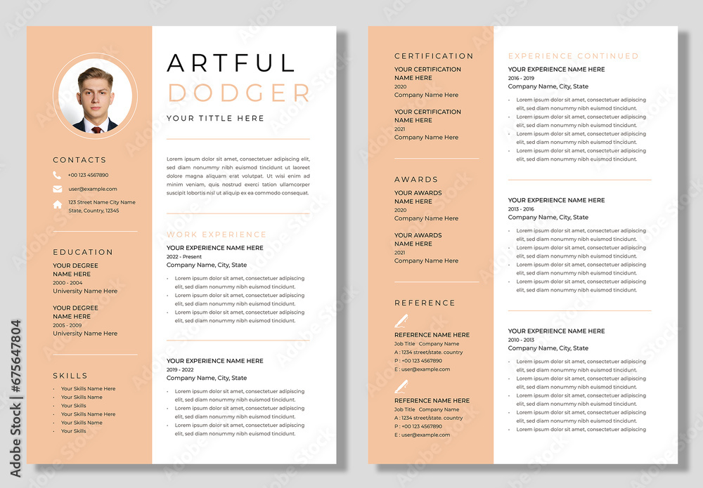 Personal CV Resume Template Design Stock Template | Adobe Stock