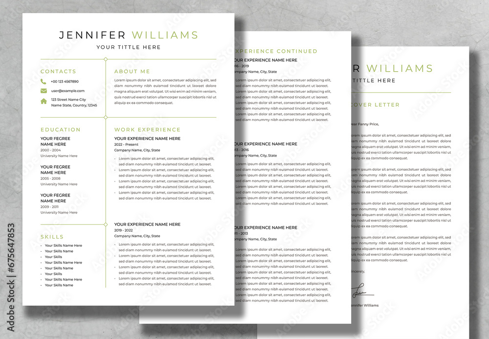 Modern Professional Resume Layout Stock Template | Adobe Stock
