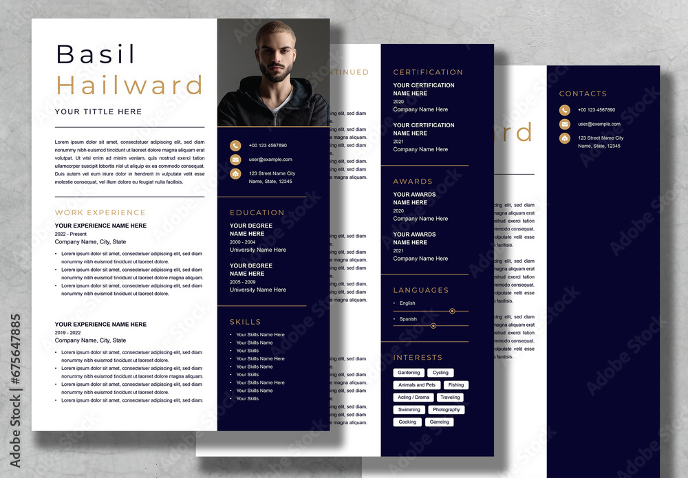 Resume Design Template with Blue Color Stock Template | Adobe Stock