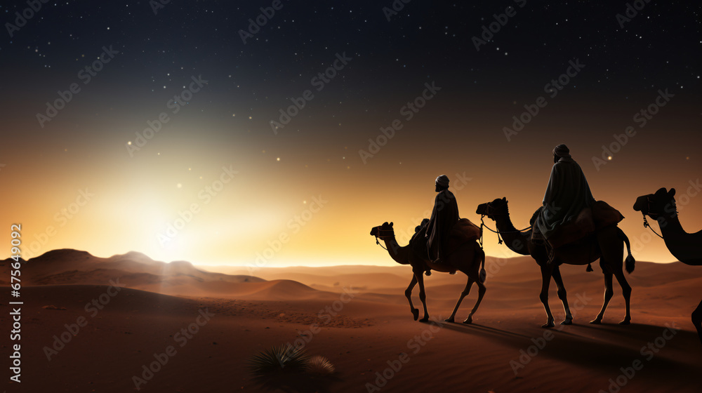 Photo & Art Print The three Biblical Wise Men going to Bethlehem to see ...