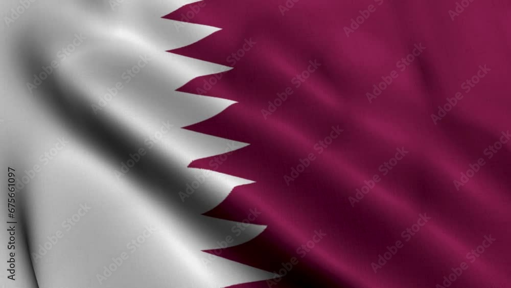 Qatar Flag. Waving Fabric Satin Texture Flag of Qatar 3D illustration ...