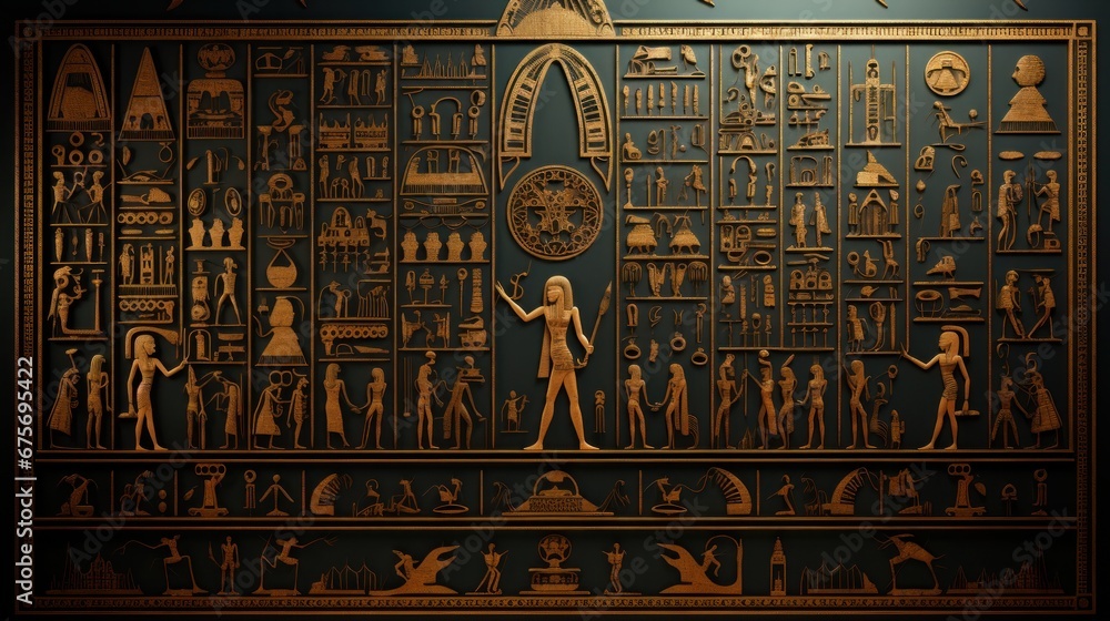 Ancient Egyptian hieroglyphs, pyramids, mysterious signs, Pharaoh ...