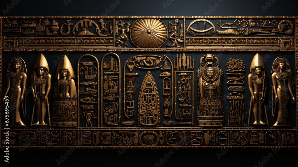 Ancient Egyptian hieroglyphs, pyramids, mysterious signs, Pharaoh ...