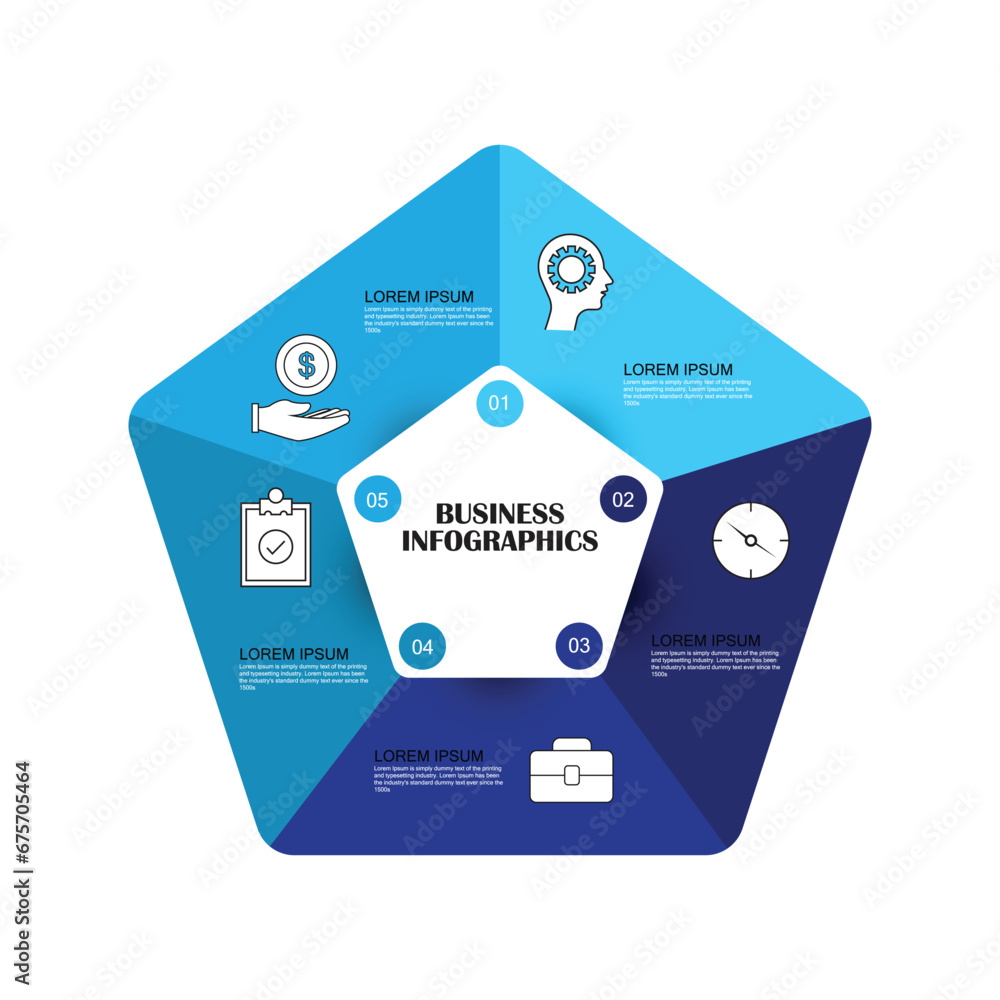 Vector infographic circle. Cycle diagram with 5 steps. Round chart that ...