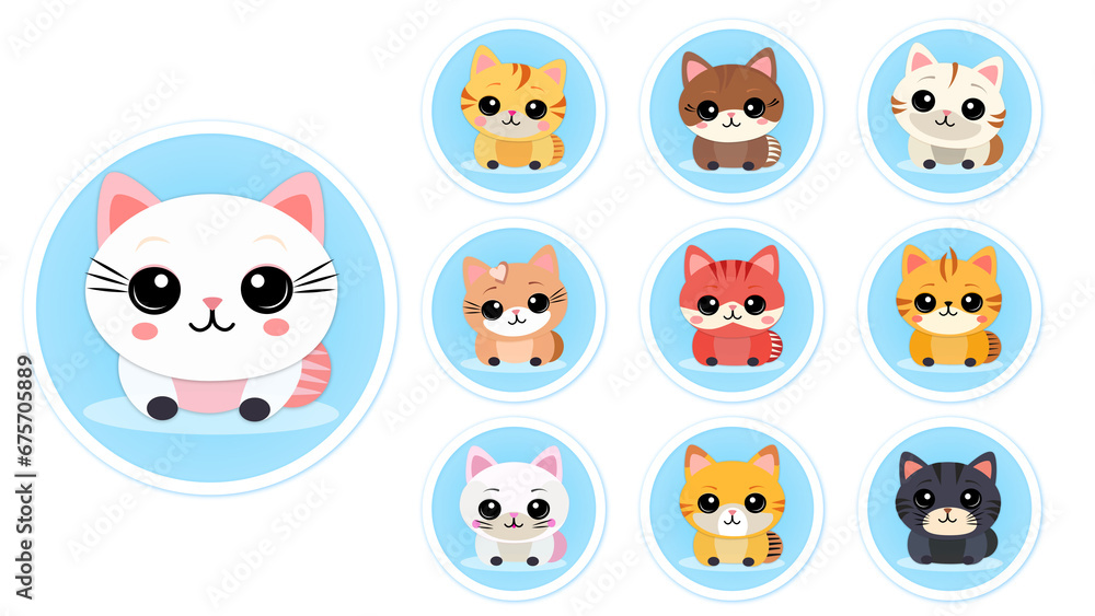 Cute Cat Characters Stock Template | Adobe Stock