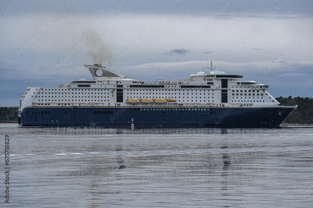 Color passenger freighter roll on roll off ro-ro pax cruise ferry ...