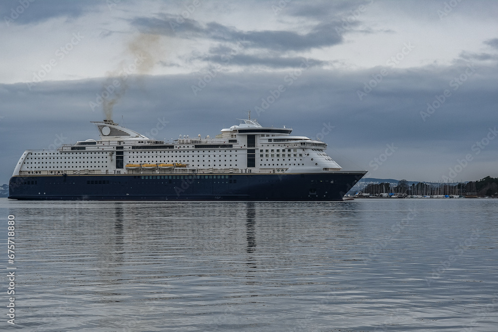 Color passenger freighter roll on roll off ro-ro pax cruise ferry ...