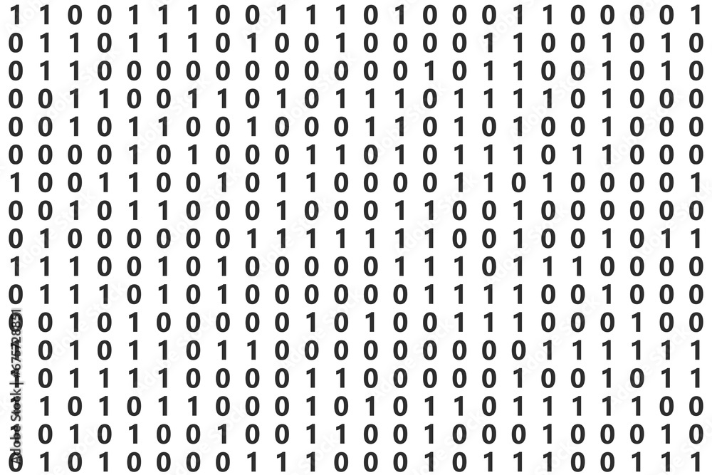 Binary Code On White Background 3d Illustration Image Stock Illustration Adobe Stock