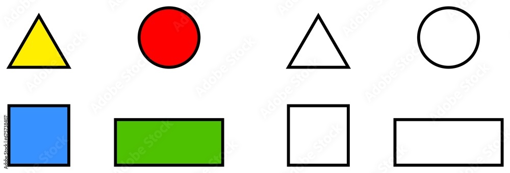Geometric shape icon set. Geometry object triangle, circle, square and ...