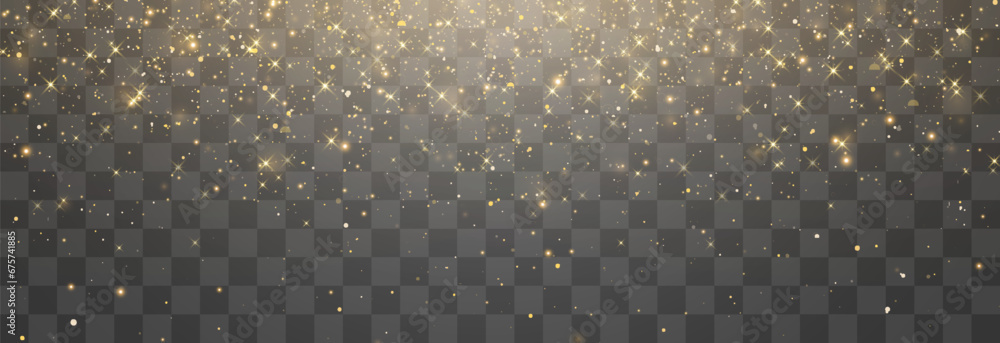 Magical light dust, dusty shine. Flying particles of light. Christmas ...