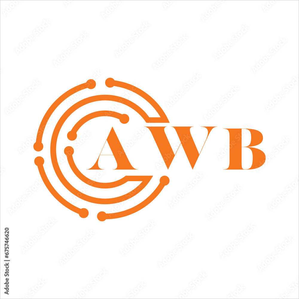 AWB letter design. AWB letter technology logo design on white ...