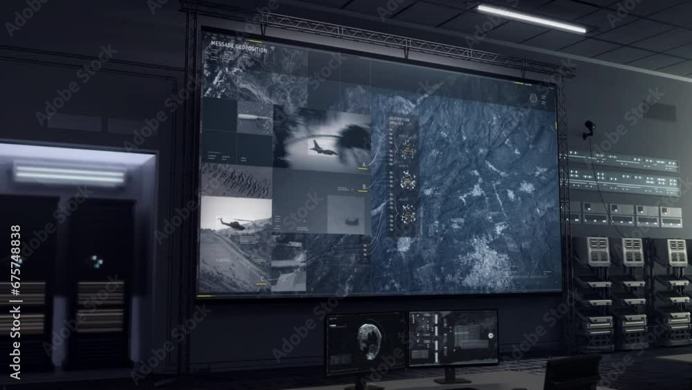 Military radar technology tracking the location of the enemy army base ...