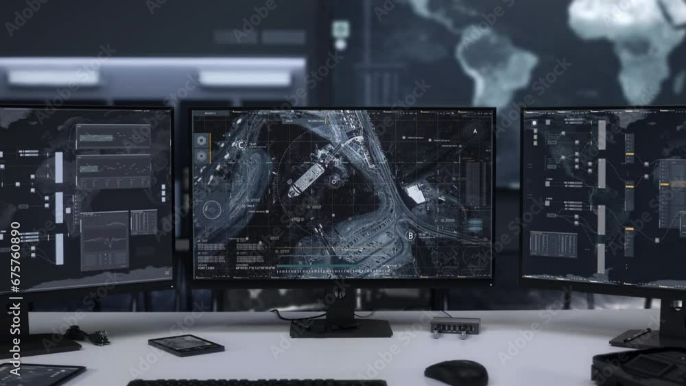 Spy satellite technology collecting intelligence of the military ship ...