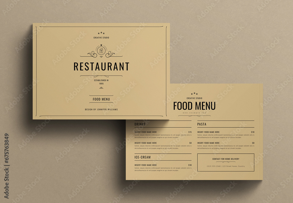 Food Menu Layout Design Template Landscape Stock Template | Adobe Stock