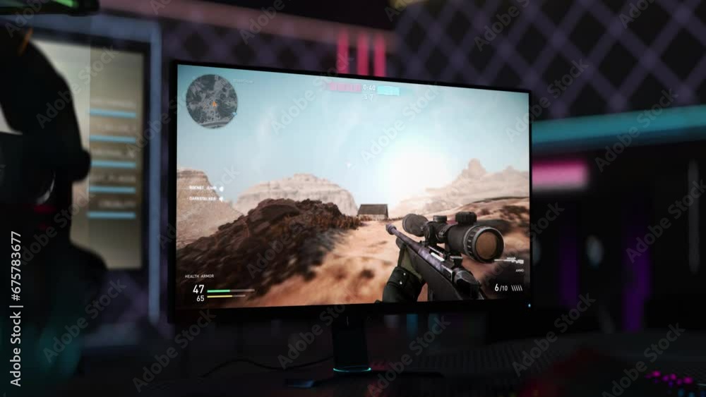 Playing First-person Military Shooter As Soldier With Sniper Weapon ...