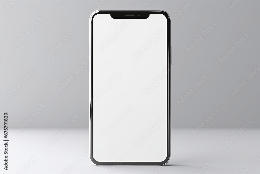 smartphone mockup white screen. mobile phone on white solid Background ...