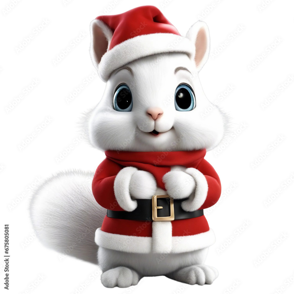 Cute White Squirrel Wearing Santa Claus Dress, Christmas Squirrel ...
