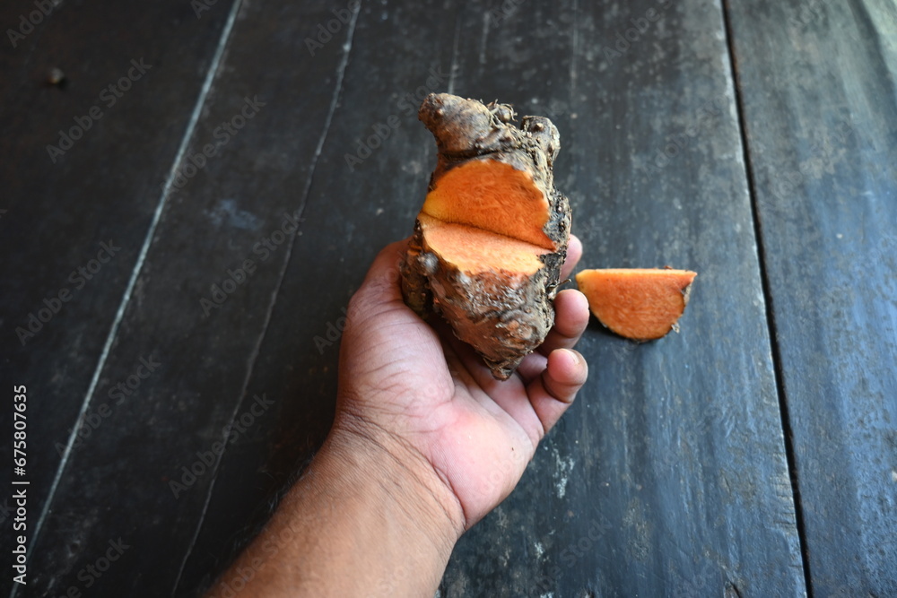 Elephant foot yam. It is a tropical tuber crop grown primarily in ...