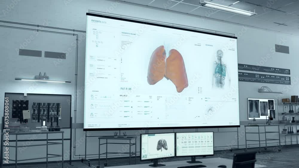 Hospital scanner looking for disease cells in the patients body ...