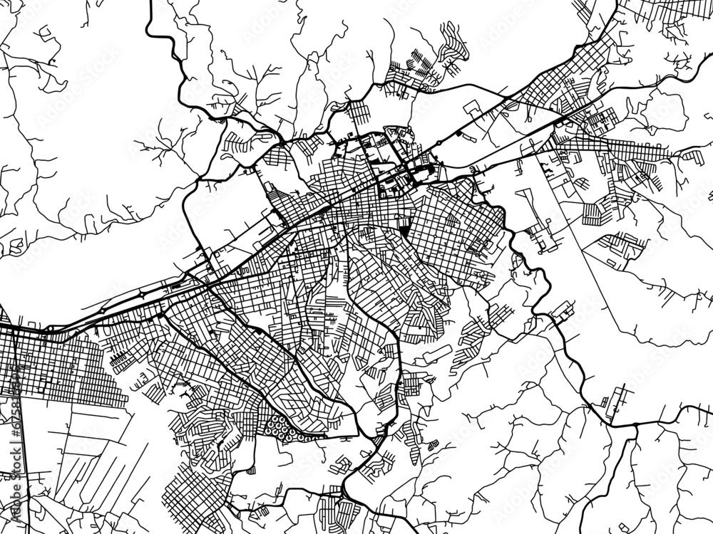 Vector road map of the city of Mogi das Cruzes in Brazil with black ...