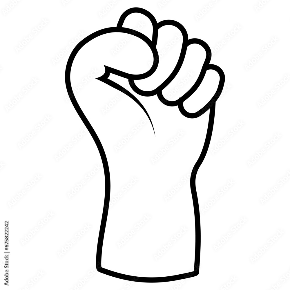 Gesture raised fist solidarity, icon symbol of support, unity ...