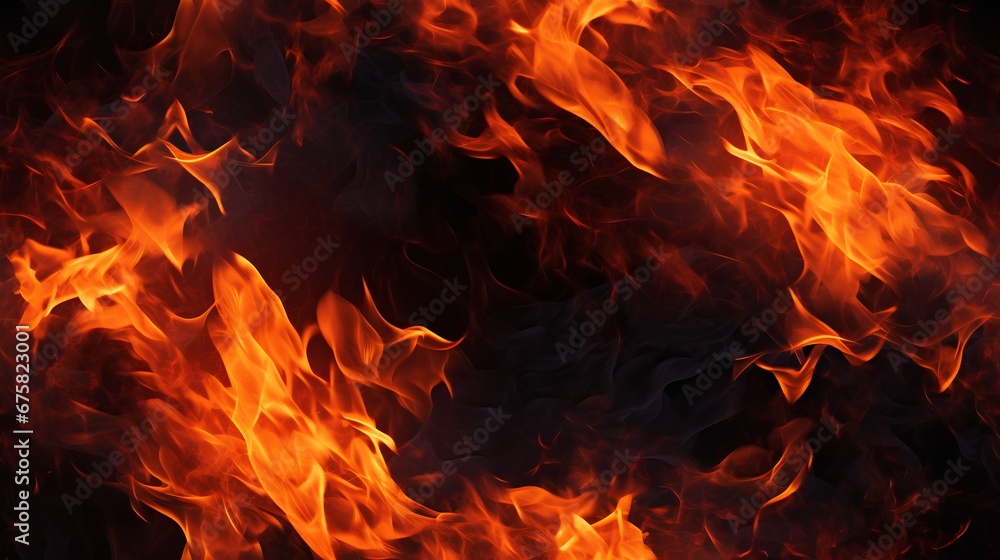 Seamless fire pattern, a close up view of a fire texture, showcasing ...