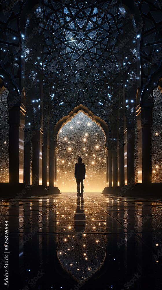 Celestial Tapestry of Mosque Elegance Under the Starry Canopy, Where ...