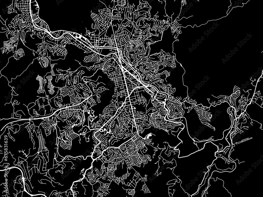 Vector road map of the city of Juiz de Fora in Brazil with white roads ...