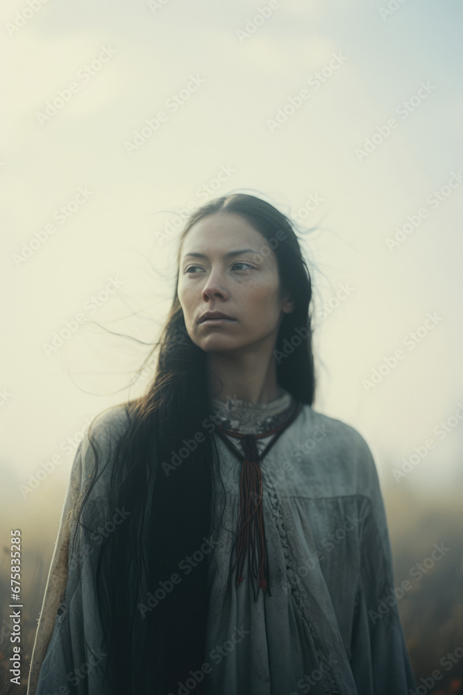 Native American Indigenous Woman - Young pretty historial portrait of a ...