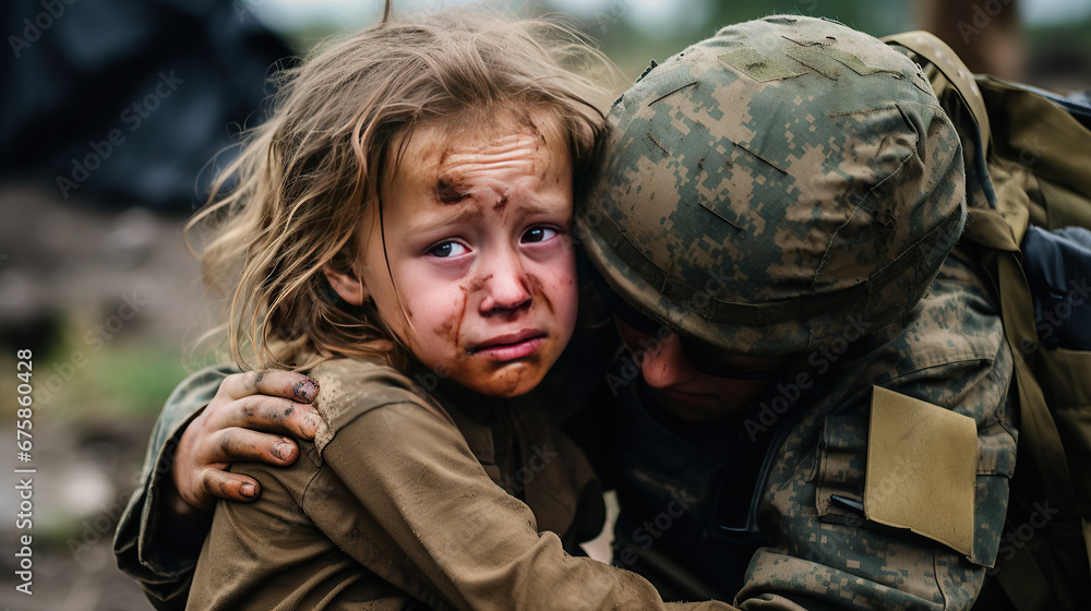 Homeless child crying for his family, Military soldiers killed her ...