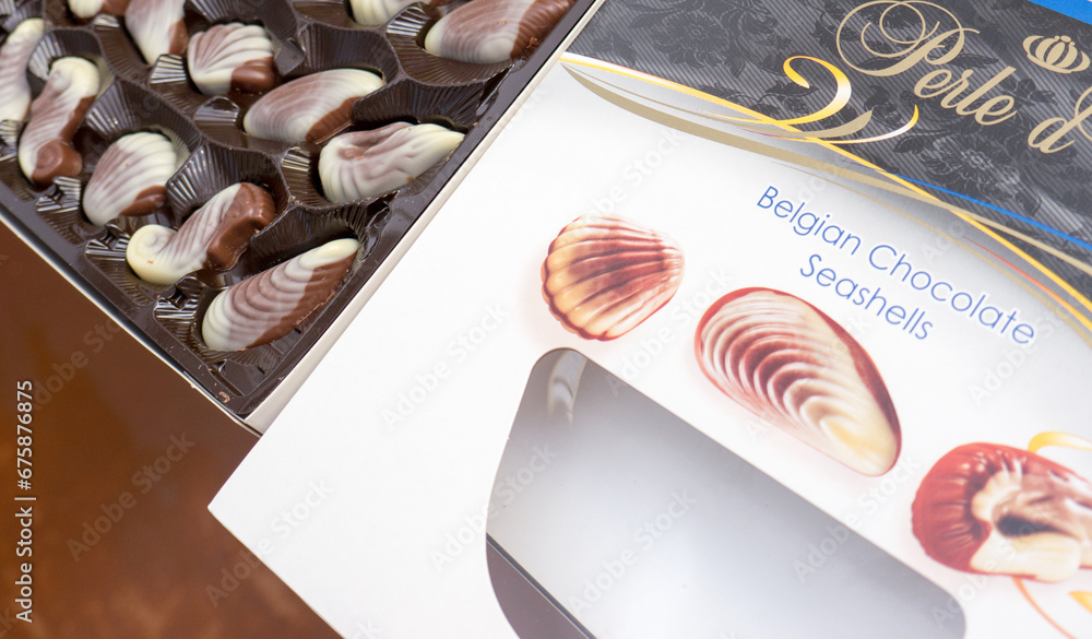 Perle d'Or Belgian Chocolate Seashells by The Belgian Chocolate Group. Stock Photo | Adobe Stock
