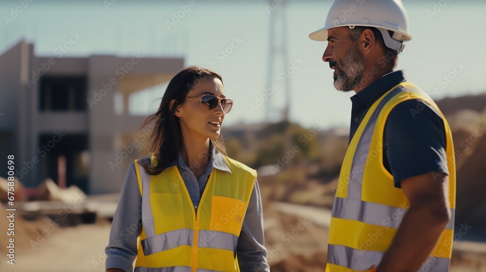 Chief Engineer of Expressway Construction Site Wear a uniform and ...