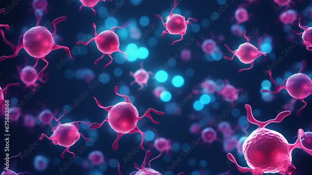 Science and Stem Research Background, Microscopic 3D Cell Structures ...