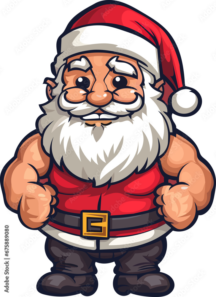 Strong cartoon Santa Claus. Vector clip art illustration. All in a ...