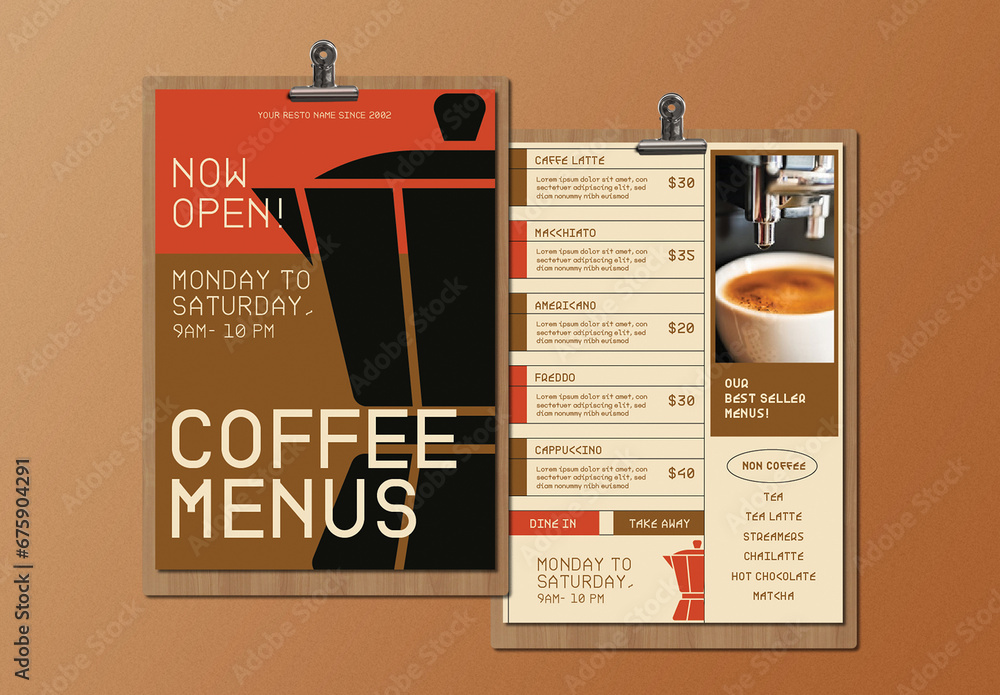 Brown Clean Modern Geometic Minimalist Multiple Menu Stock Template ...