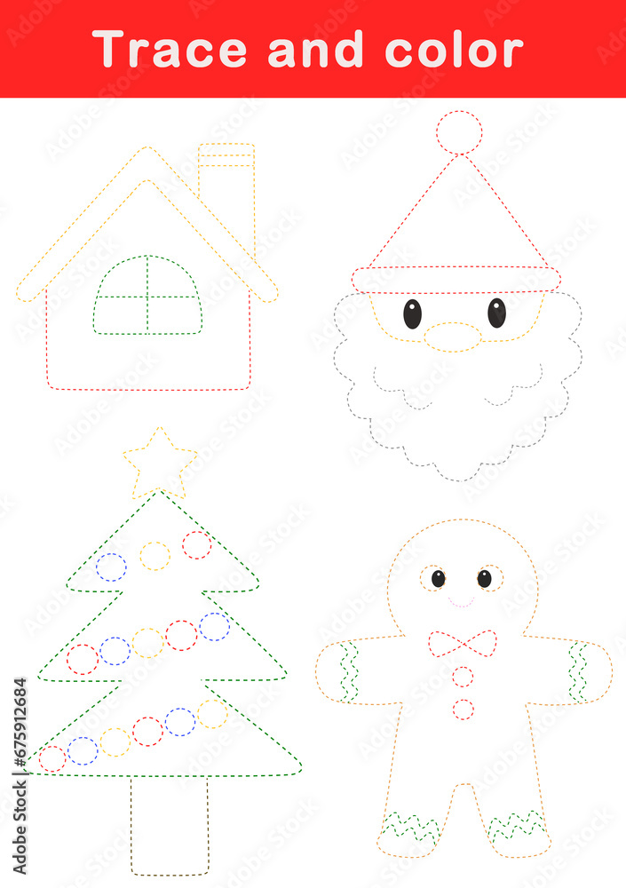 Trace and color for children. Handwriting practice. Coloring page for ...