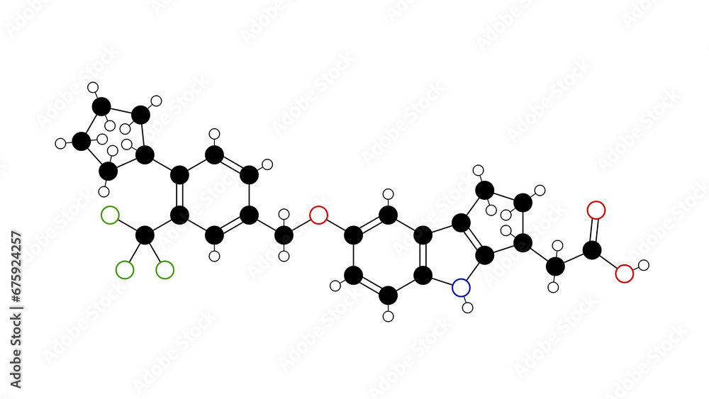 etrasimod molecule, structural chemical formula, ball-and-stick model ...