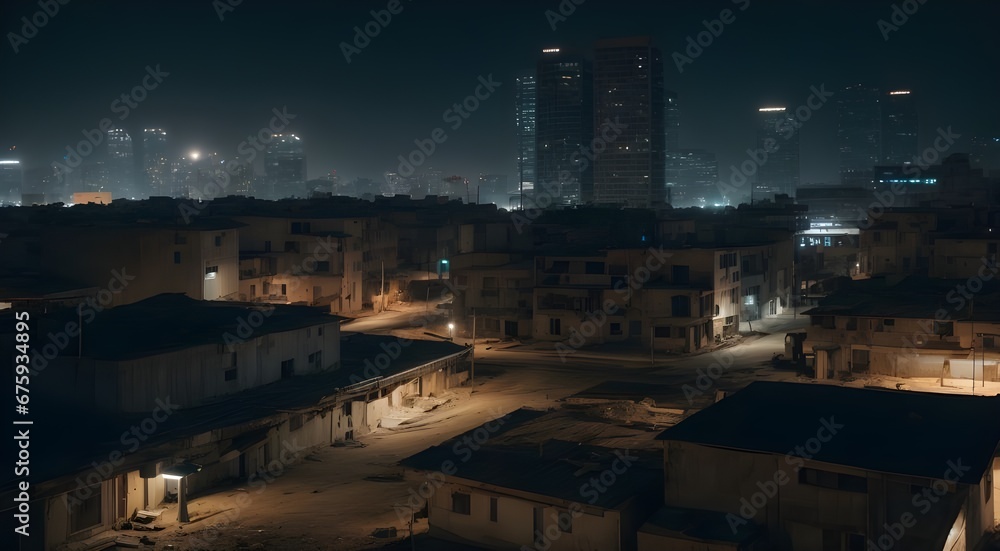 Abandoned City at Night, Empty Night City, No People, Realistic Stock ...