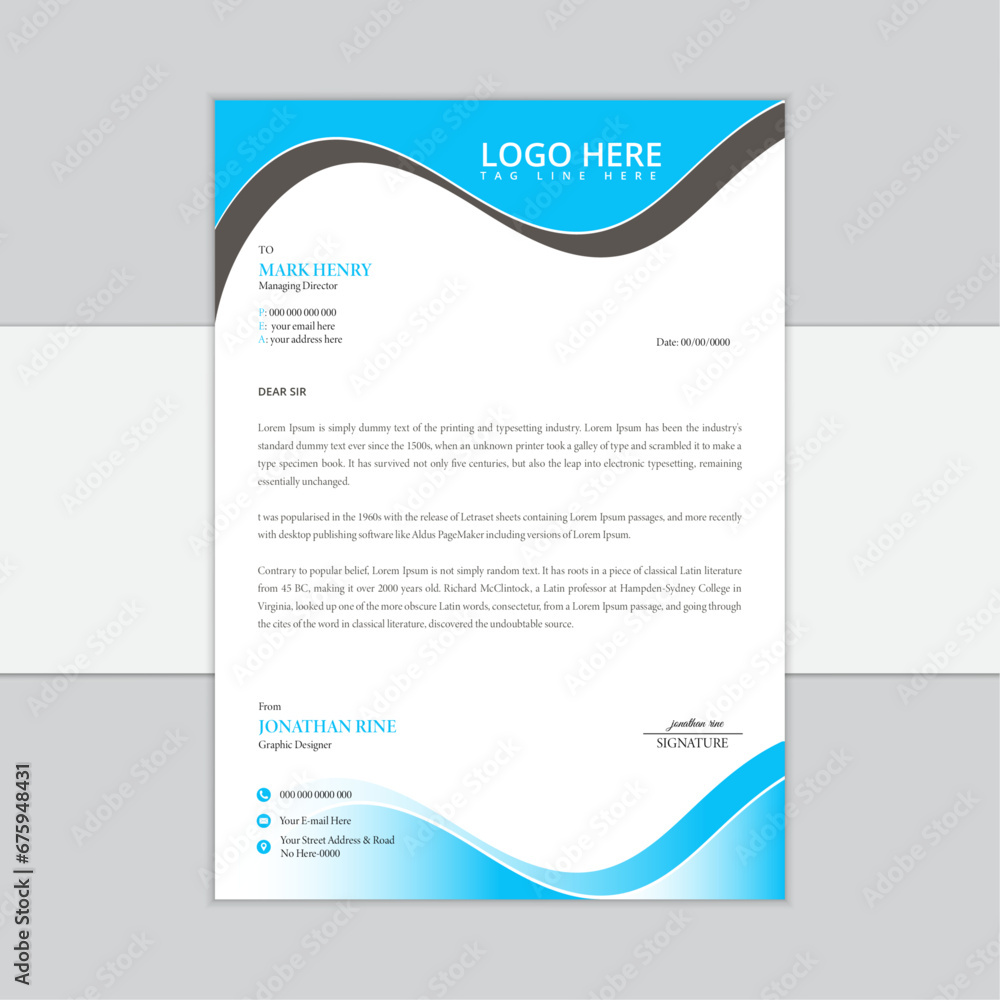 Creative Letterhed template Design, Modern Letterhead Design for Your ...