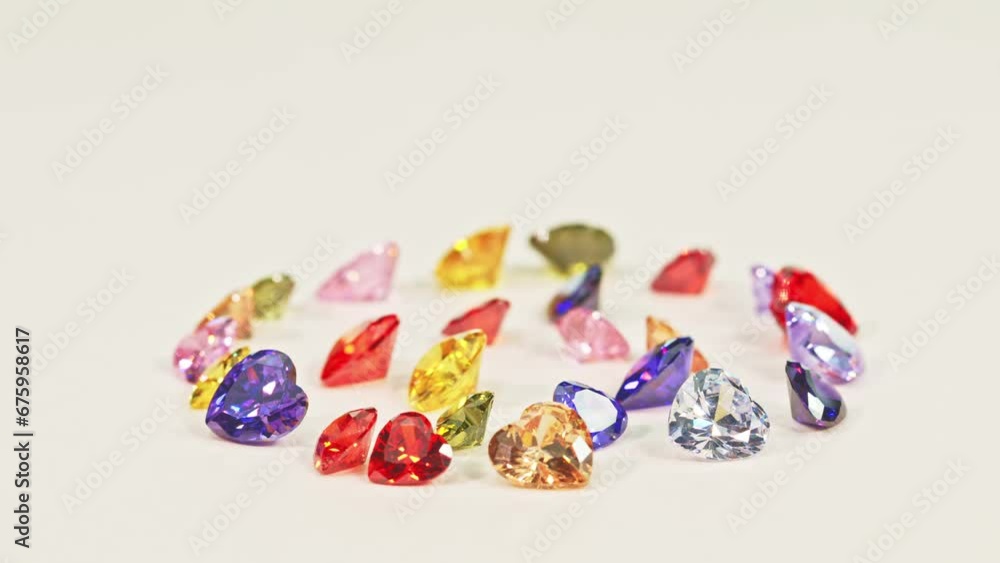 .Beautiful multi-colored heart-shaped diamonds set in a circle..Heart ...
