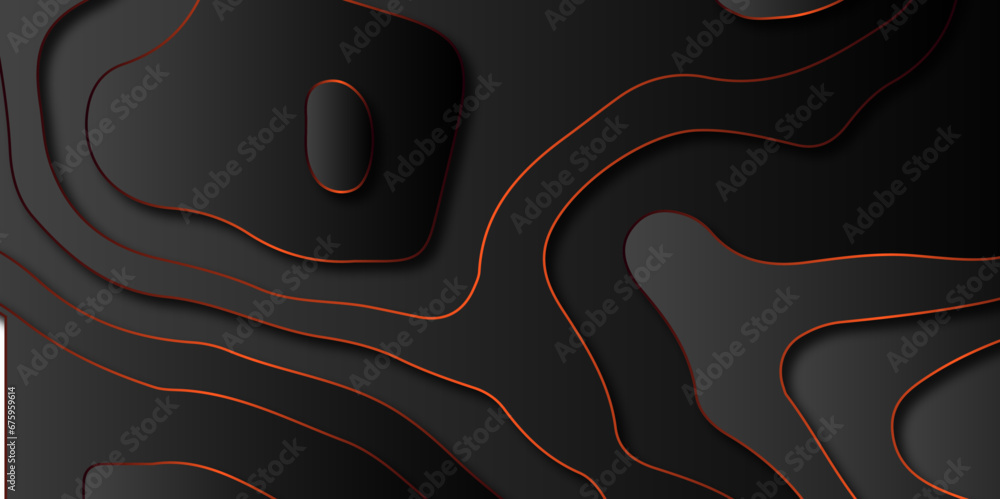 Abstract Dark background with black topo and luxury black abstract line ...
