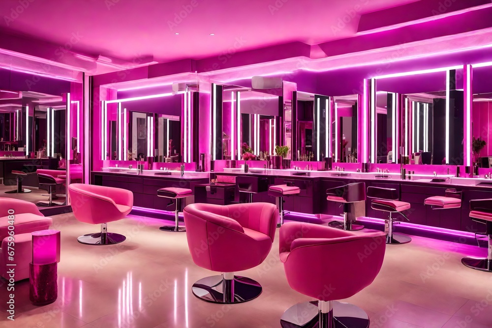 Modern beauty salon with places for makeup artist and hairdresser, big ...