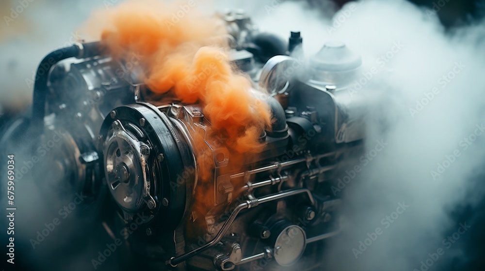 Witness the intensity of a close-up shot capturing a car engine ...