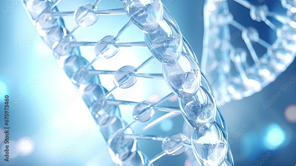 Futuristic Rotating White DNA Strand with Genetic Codes and abstract ...